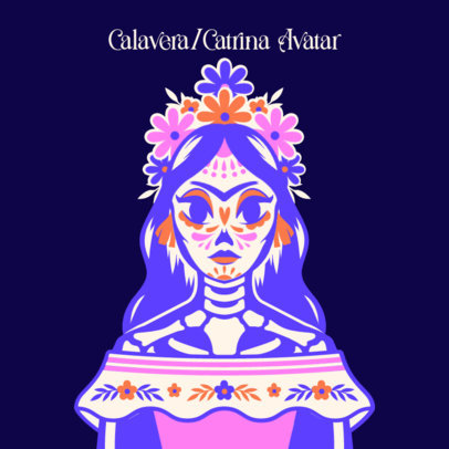 Placeit - Avatar Design Template Featuring a Mexican Catrina Illustration