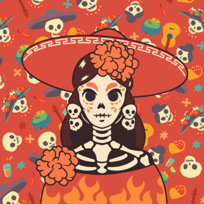 Placeit - Avatar Design Maker for Dia de Muertos Featuring a Catrina ...
