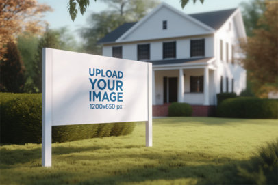 Placeit - Sign Mockup Featuring an AI-Generated House Yard