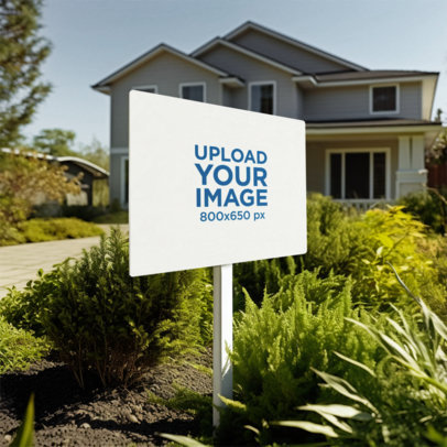 Placeit - AI-Generated Mockup of a Yard Sign Placed Outside a Big House