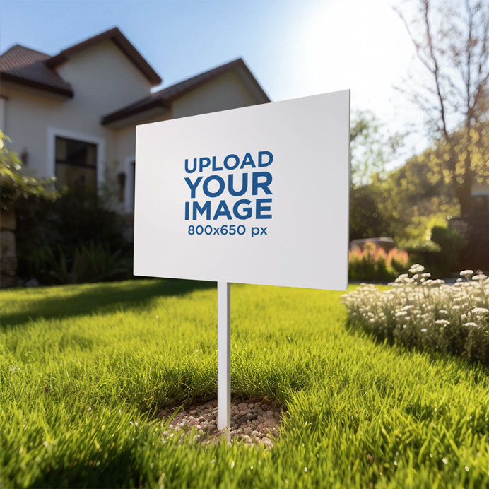 Placeit - Yard Sign Mockup Featuring a Nice AI-Generated House