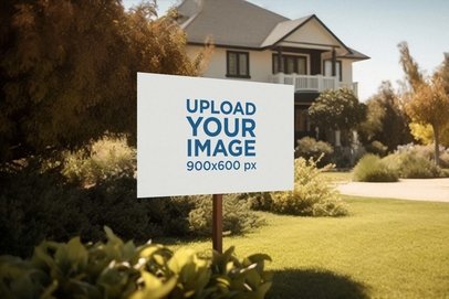 Placeit - Mockup of an AI-Generated Sign Placed on a Home's Yard