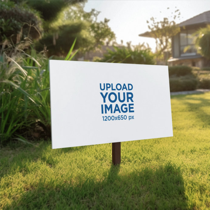 Placeit - Mockup of an AI-Generated Sign Placed on a Home's Yard