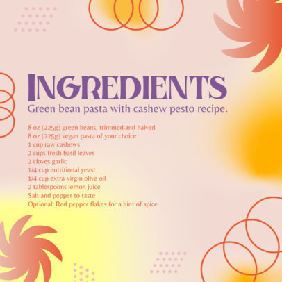 Placeit - Instagram Post Generator with an Ingredients List for a Vegan ...