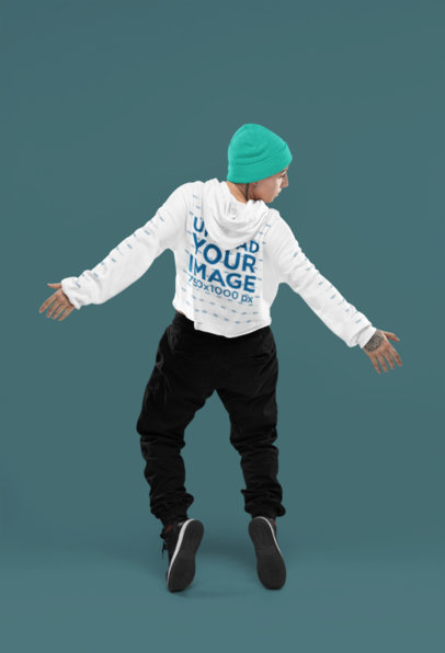 Placeit - Crop Top Hoodie Mockup of Two Women Dancing in a Studio