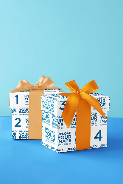 Placeit - Wrapping Paper Mockup Featuring Two AI-Generated Presents