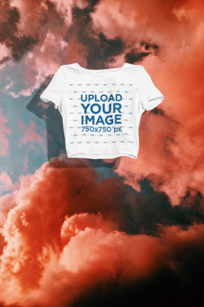 Placeit - Simple Mockup Featuring a Bella Canvas Crop Top Floating over ...
