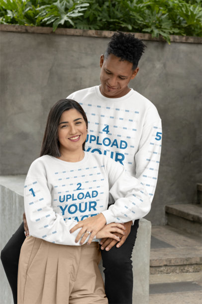 Placeit - Gildan Sweatshirt Mockup of a Happy Couple Posing Together in ...
