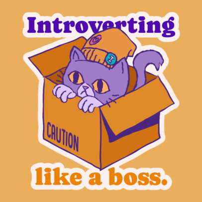 Placeit - Sticker Design Template with an Illustrated Cat with a Quote ...