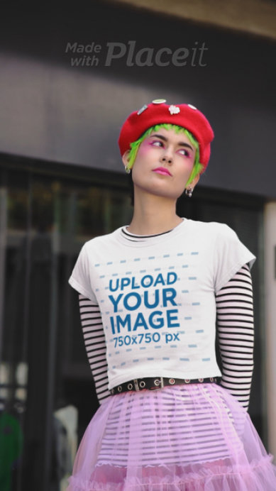 Placeit - Video of a Woman with Green Hair Wearing a Crop Top with ...
