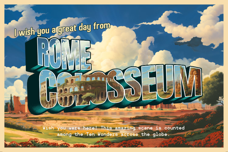 Placeit - Postcard Design Creator Featuring an Illustration of Rome ...