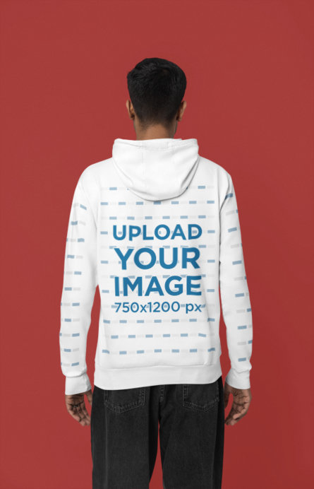 Placeit - Back-View Mockup Featuring a Man Wearing a Hoodie from Gildan ...