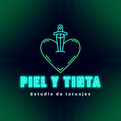 Placeit - Tattoo Studio Logo Generator Featuring a Flaming Heart with ...