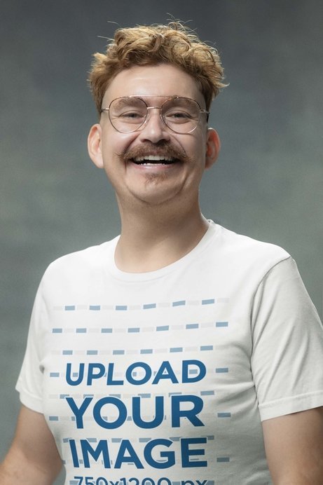 Placeit - Bella Canvas Tee Mockup of a Smiling Man in an Awkward 80s ...