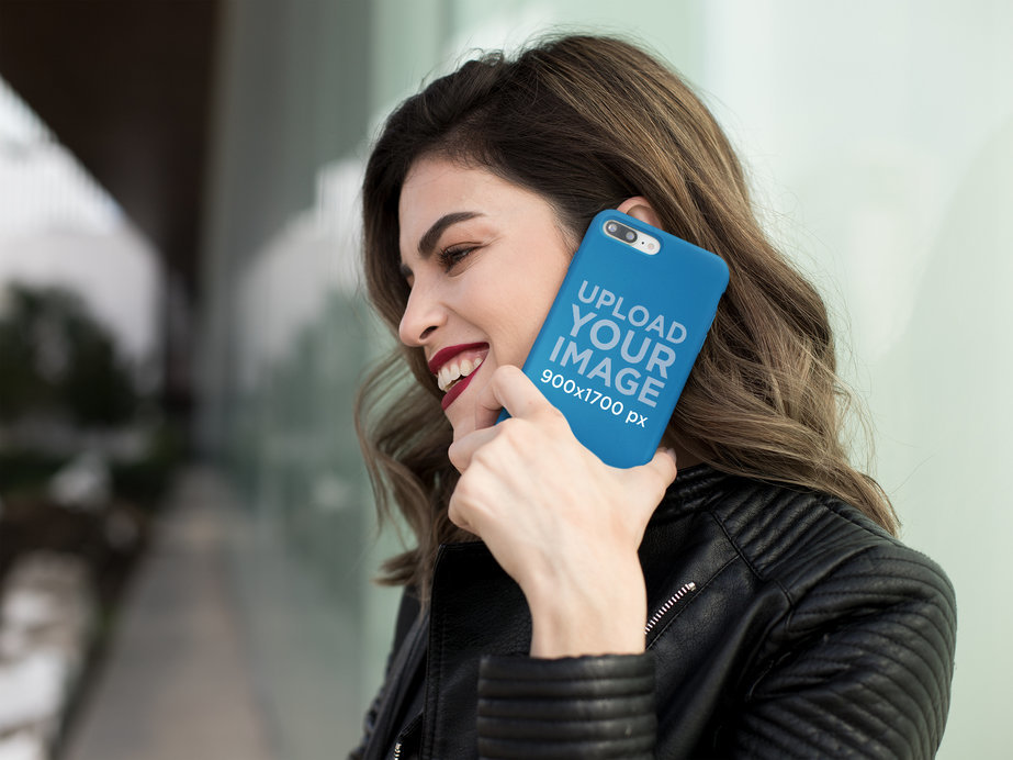 Placeit - iPhone Case Mockup of a Stylish Woman Making a Phone Call