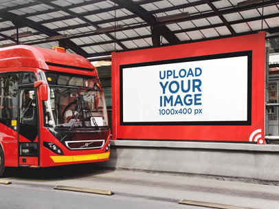 Placeit - Billboard Mockup at a Bus Stop