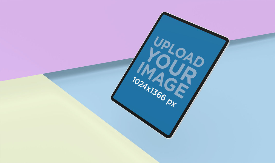 Placeit - Mockup Featuring an iPad Pro Floating over a Colored Background
