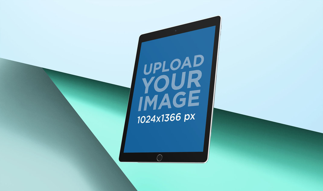 Placeit - Colorful Mockup of an iPad Pro Floating over Pasteboard Cards