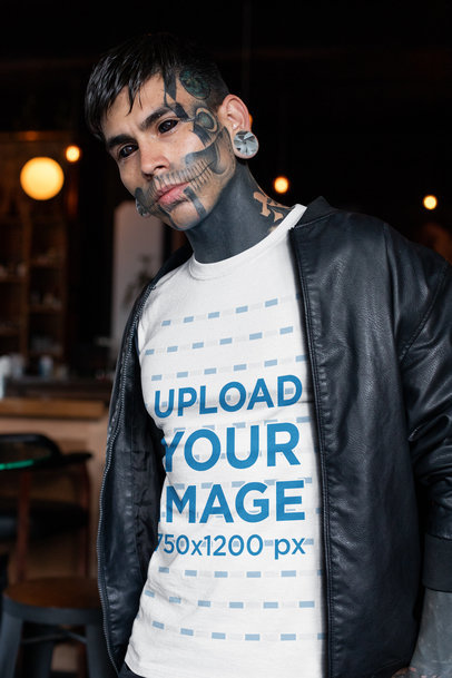 Placeit - T-Shirt Mockup of a Tough Goth Man