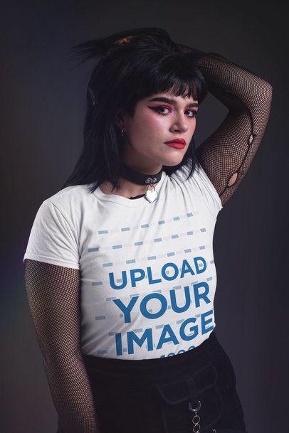 Placeit - Transparent T-Shirt Mockup of an Edgy Goth Woman Standing in ...