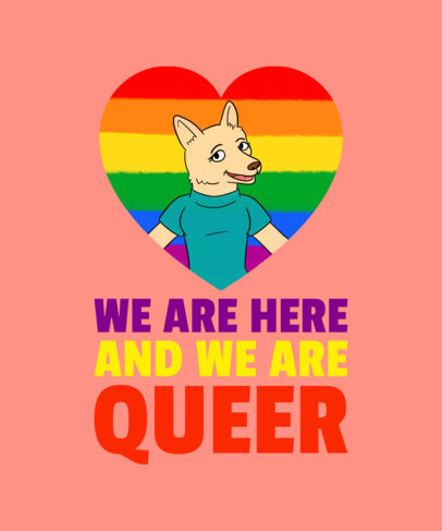 Placeit - LGBTQ Love T-Shirt Design with a Tiger Cartoon