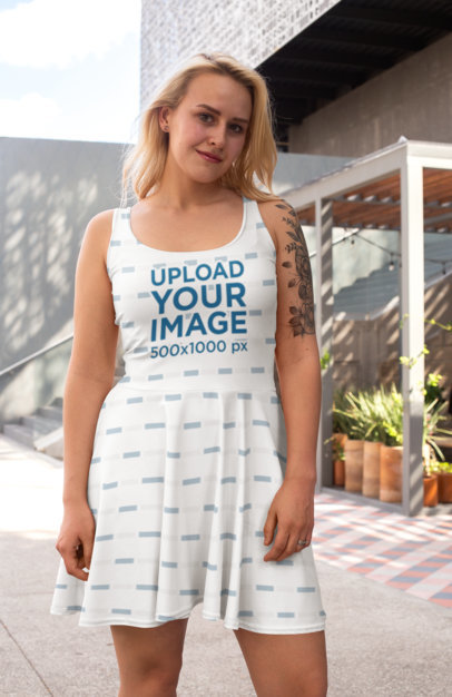Placeit - Dress Mockup of a Woman at a Mall