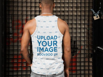Placeit - Back Shot of a Man Wearing an All-Over Tank Top Mockup Facing ...