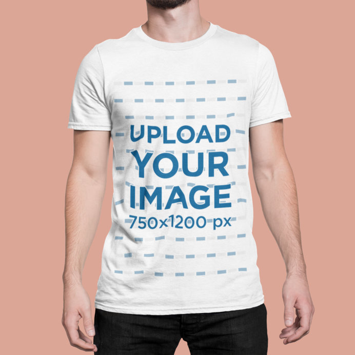 Placeit - T-Shirt Mockup of a Cropped-Face Man at a Studio