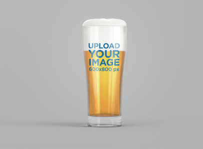 Placeit - Golden Pint Beer Glass Template On a Table