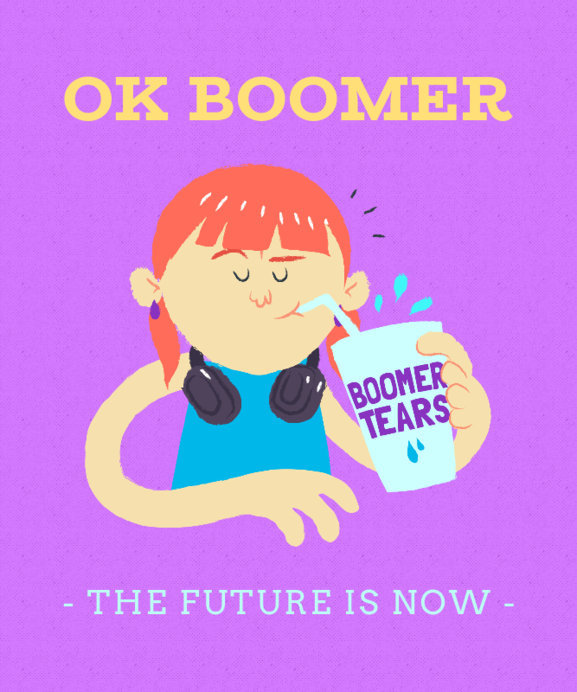Placeit - Baby Boomer T-Shirt Design Maker of a Young Woman Illustration