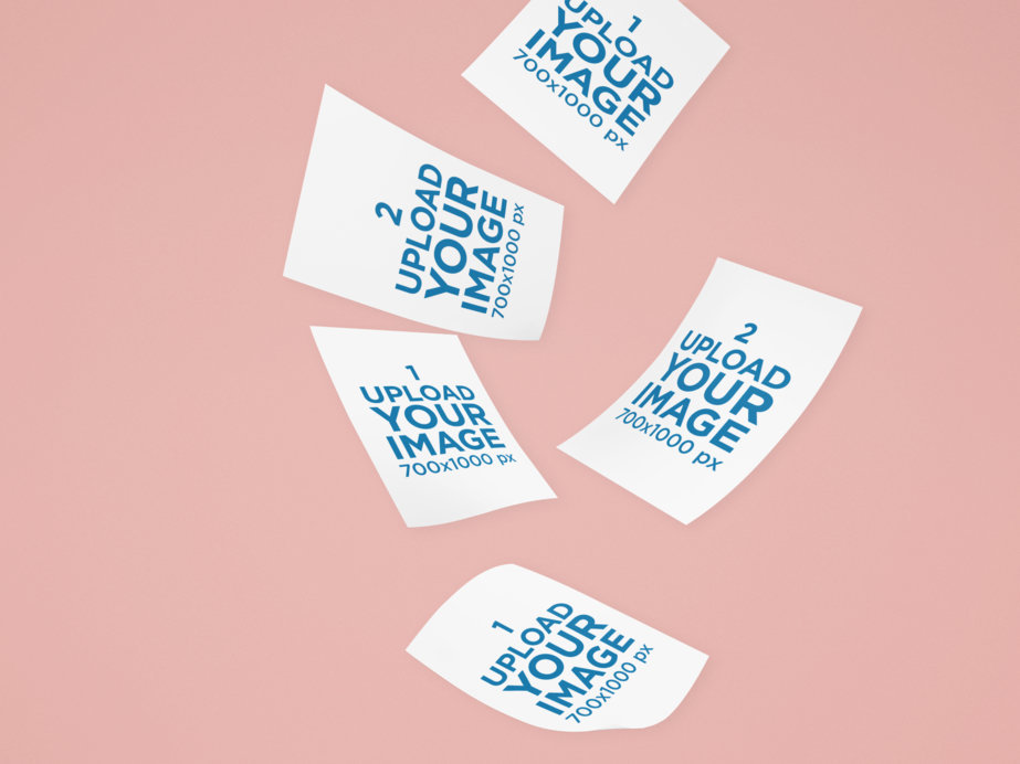 Placeit - Mockup of Several Flyers Falling inside a Minimalistic Scenario