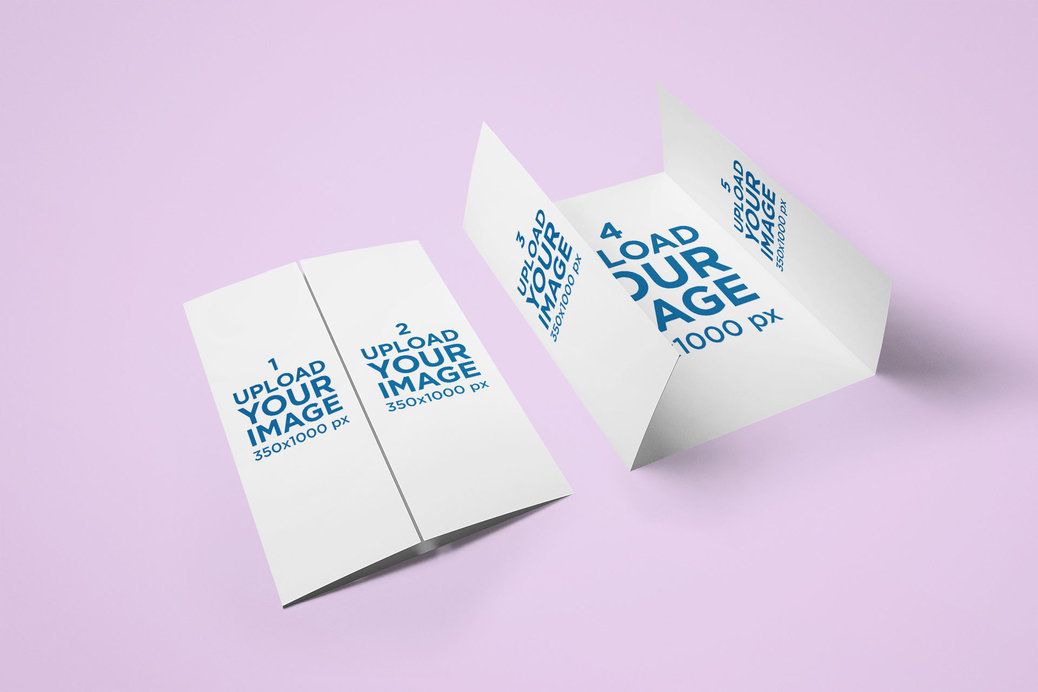Placeit - Mockup of Open and Closed Gatefold Brochures
