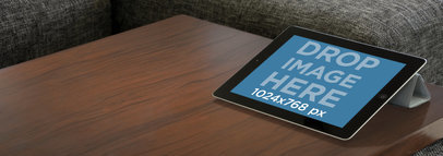 Placeit - Mockup Template of an iPad Standing on a Table in a Classroom