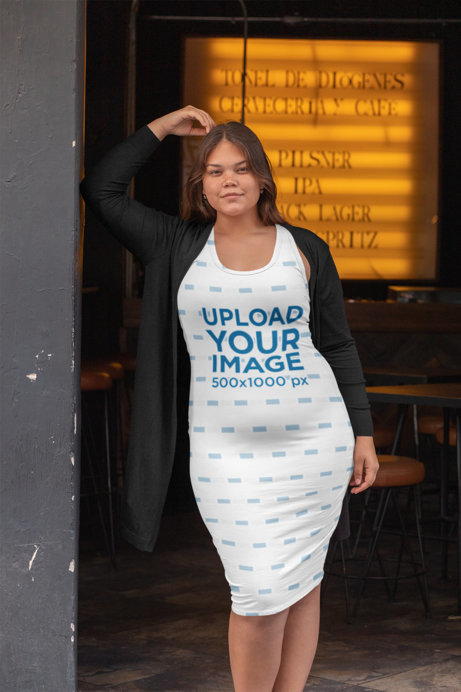 Placeit - Mockup of a Woman Wearing a Plus Size Racerback Dress at a ...