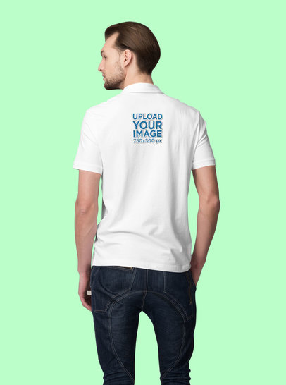 Placeit - Back View Mockup Featuring a Young Man Wearing a Basic T-Shirt