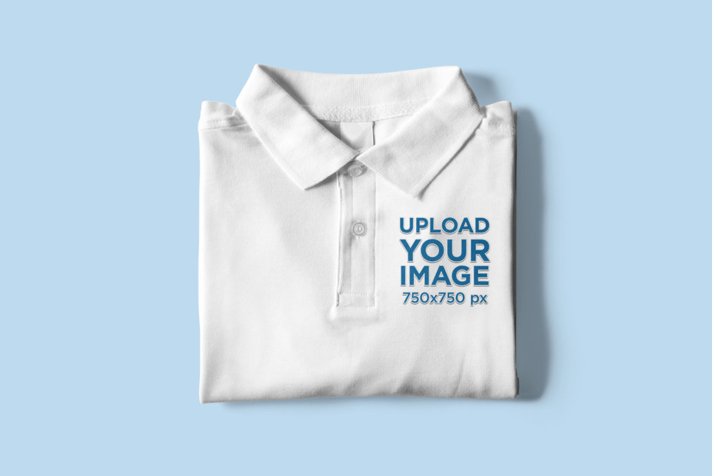Placeit - Mockup of a Folded Polo Shirt Placed on a Customizable Surface