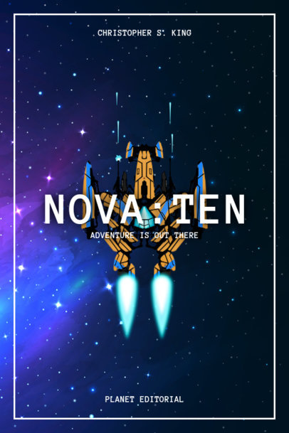 Placeit - Sci-Fi Book Cover Generator Featuring a Space Rocket Graphic