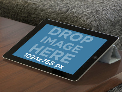 Placeit - Mockup of an iPad in Landscape Position Placed on a Wooden ...