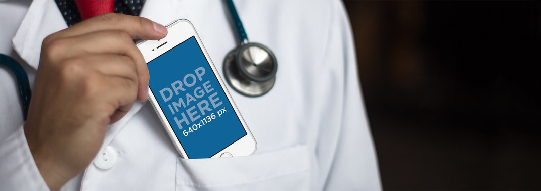 Placeit - Doctor Putting his iPhone SE in his Pocket Mockup