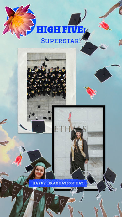 Placeit - Graduation-Themed Instagram Story Template Featuring Two Photos