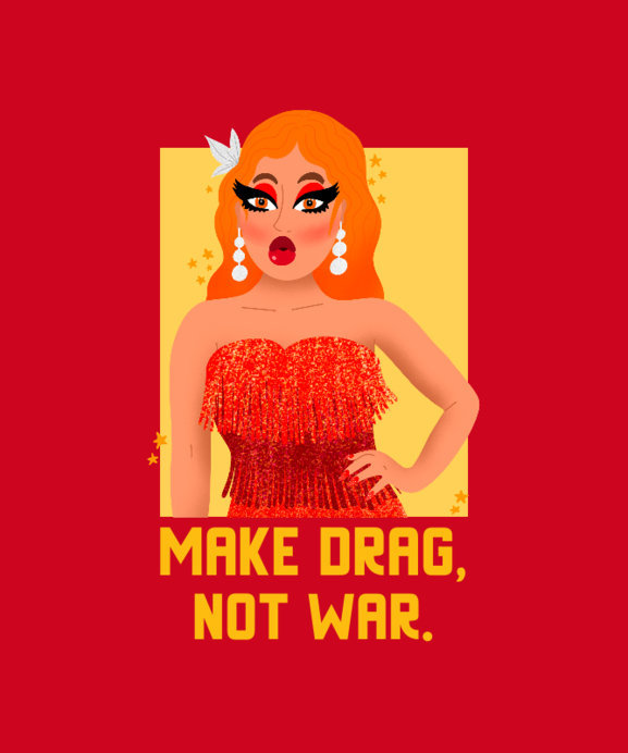 Placeit - T-Shirt Design Template Featuring a Drag Queen with a Quote