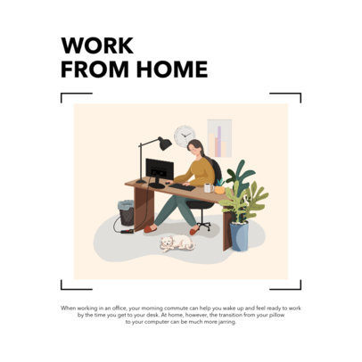 Placeit - Instagram Post Template with an Illustration of a Home Office