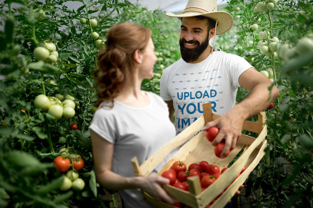 Placeit - Mockup Featuring a Farmer Wearing a Customizable T-Shirt