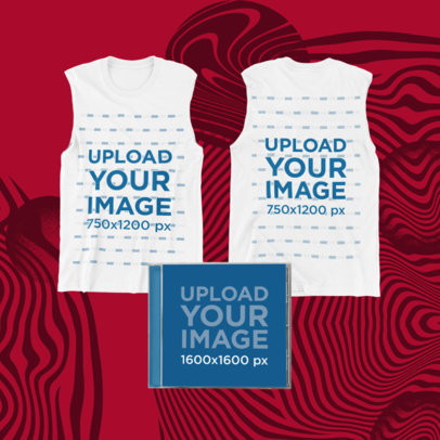 Placeit - Merch Bundle Mockup with Front and Back Views of a Sleeveless ...