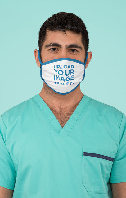 Placeit - Mockup of a Doctor Wearing a Sublimated Face Mask at a Studio