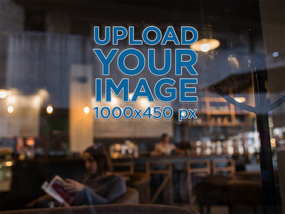 Placeit - Window Decal Mockup on a Blurred Pane of Glass