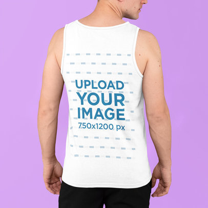 Placeit - Back-View Mockup of a Man Stretching with a Tank Top