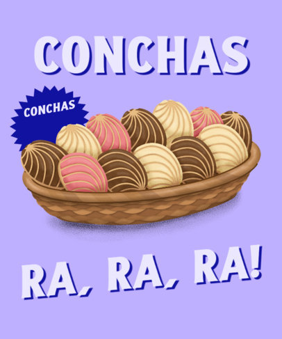 Placeit - T-Shirt Design Template Featuring Mexican Pan Dulce Graphics