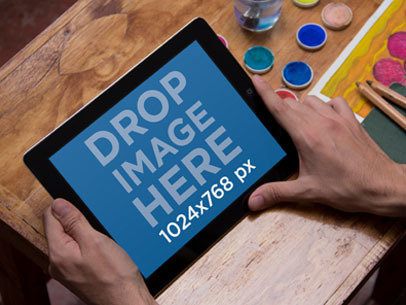 Placeit - iPad Mockup Featuring Some Watercolor Paints